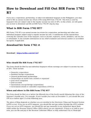 Fillable Online Guidelines And Instruction For Bir Form No Rt