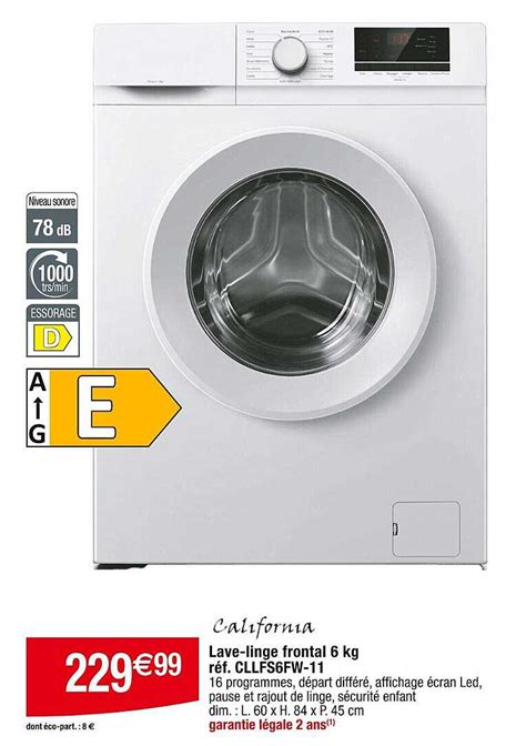 Promo California Lave Linge Frontal 6kg Chez Cora ICatalogue Fr