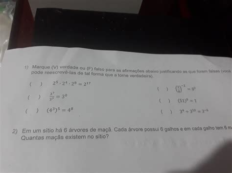 Marque V verdadeiro ou F falso para as afirmações abaixo