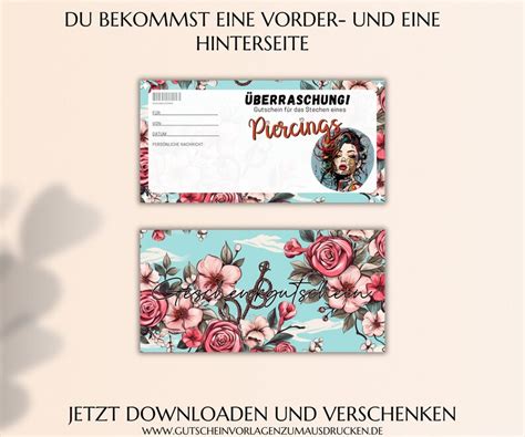 Piercing Stechen Gutschein Vorlage Zum Ausdrucken PDF Gutschein