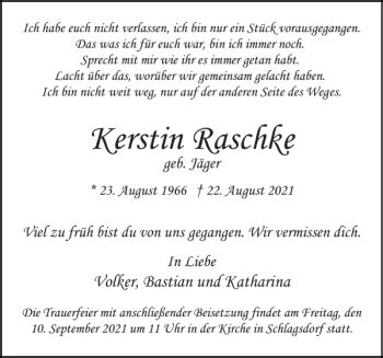 Traueranzeigen Von Kerstin Raschke Trauer Nordkurier