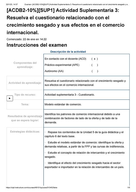 Examen ACDB 2 10 SUP 1 Actividad Suplementaria 3 Resuelva El