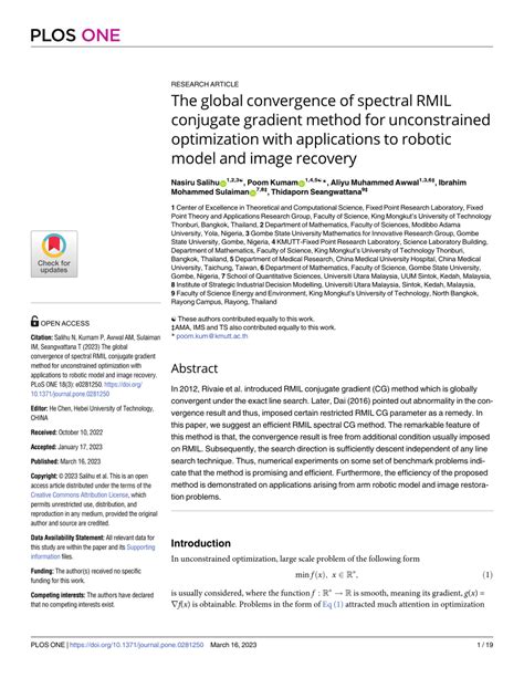 pdf the global convergence of spectral rmil conjugate gradient method for unconstrained