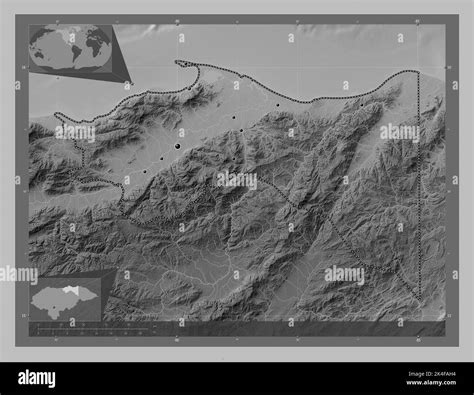 Colon Department Of Honduras Grayscale Elevation Map With Lakes And