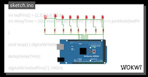 make the leds run repeatedly wokwi esp32 stm32 arduino simulator
