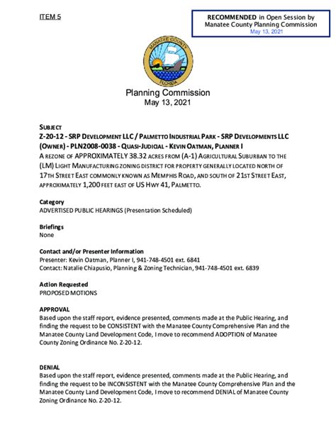 Fillable Online MANATEE COUNTY ZONING ORDINANCE Z 20 12 SRP