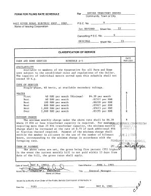 Fillable Online Psc Ky FORM FOR FILING RATE SCHEDULE F Psc Ky Gov