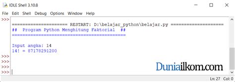 Latihan Kode Program Python Cara Menghitung Faktorial Riset