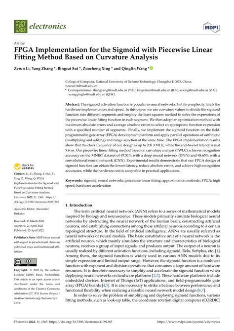 pdf fpga implementation for the sigmoid with piecewise linear fitting method based on