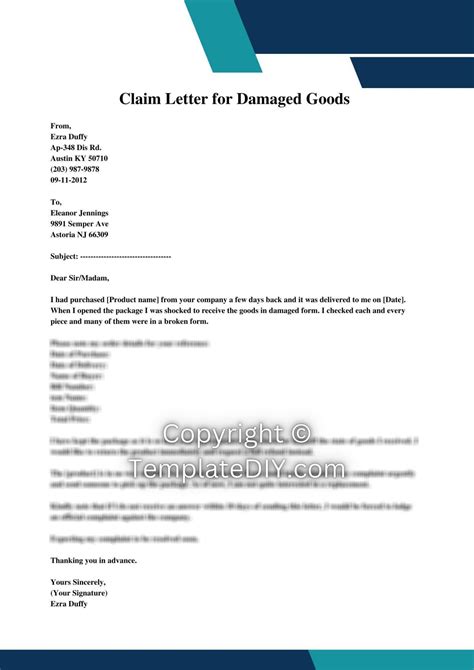 Claim Letter For Damaged Goods Template In PDF Word Lettering