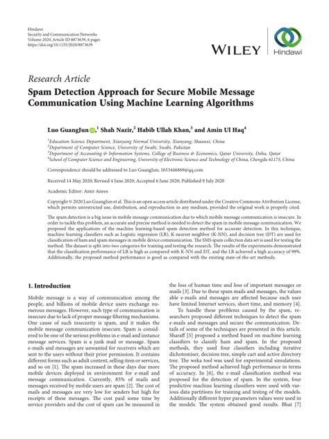 pdf spam detection approach for secure mobile message communication using machine learning