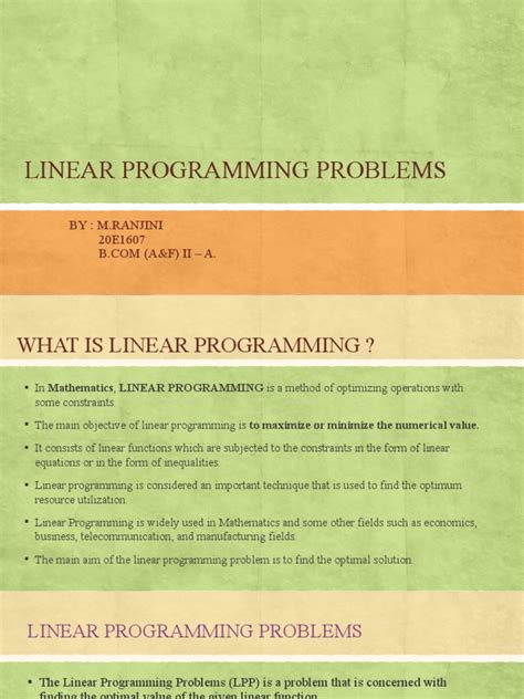 linear programming problems pdf mathematical optimization linear programming