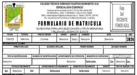 Hoja de matrícula 2024 Portal Red Académica