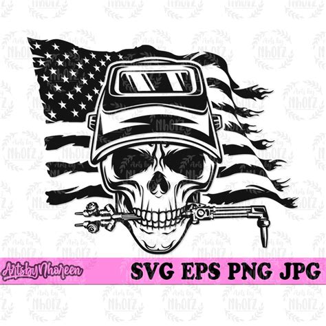 US Welder Skull Svg Welding Rod Torch Cut File Iron Repair Dad Shirt