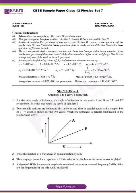 Sample Paper Class 9 Physics Cbse