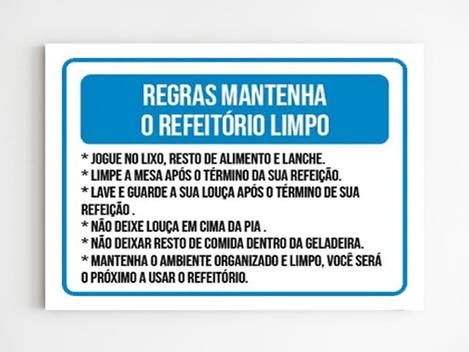 Placa De Sinaliza O Regras Mantenha Refeit Rio Limpo X Mago Das