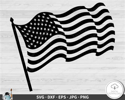 USA Waving Flag SVG America Clip Art Cut File Silhouette Instant