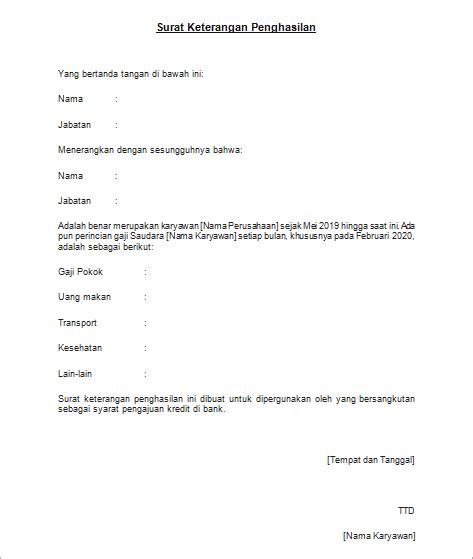 Detail Contoh Surat Keterangan Slip Gaji Koleksi Nomer 56