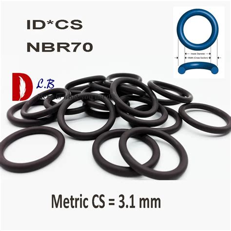Nitril NBR 70 metrik mm ID x CS mm O ring CS 3 1mm Metrik boyutları