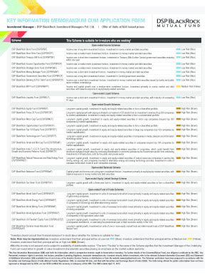 Fillable Online KEY INFORMATION MEMORANDUM CUM APPLICATION FORM