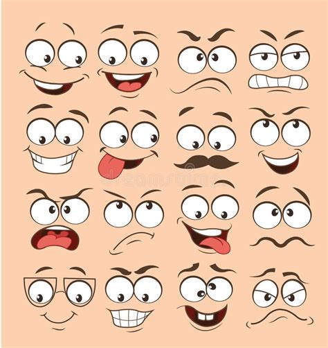 Face Expression Set Vector Illustration Emoticon Cartoon Stock Vector