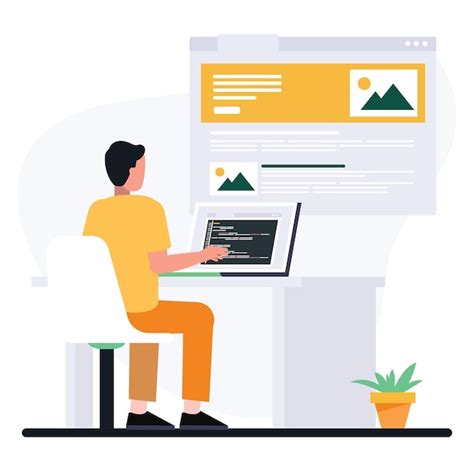 premium vector web designing coding programmer concept