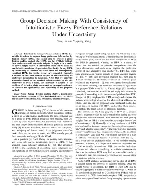 pdf group decision making with consistency of intuitionistic fuzzy preference relations under