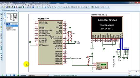 proteus simulation for pic16f877a with ssd1306 oled and ds18b20 sensor youtube