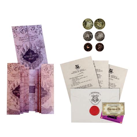 Kit Acessórios Harry Potter Carta De Aceitação Mapa Maroto Moedas