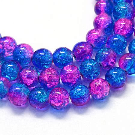 Honeyhandy Baking Painted Transparent Crackle Glass Round Bead Strands