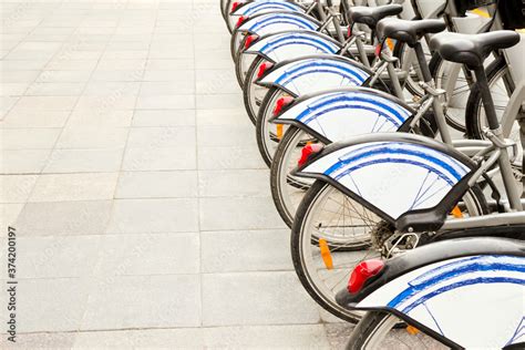 Bicycles In The Parking Lot World Day Without A Car City Bike Rental
