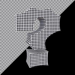 Elemento 3D Para Composição Símbolo de ponto de interrogação Preta e