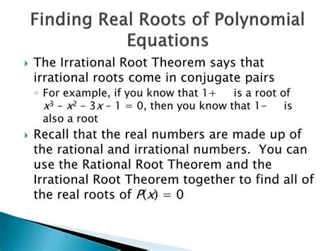 ppt section 3 5 finding real roots of polynomial equations powerpoint presentation id 2571687