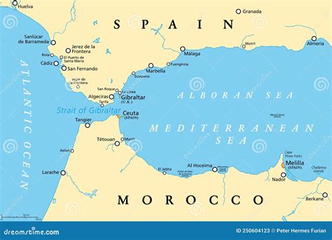 Estreito De Gibraltar Também Conhecido Como Estreitos Do Mapa Político