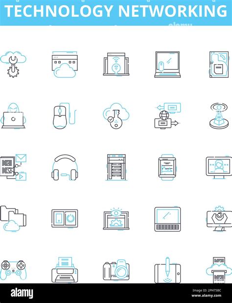 Technology Networking Vector Line Icons Set Networking Technology