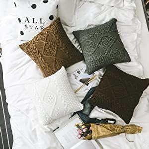 Amazon ANDUUNI Soft Decorative Knitted Throw Pillow Covers Double