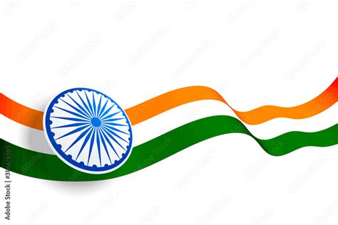 Waving Indian Flag Design With Blue Chakra Stock Vector Adobe Stock