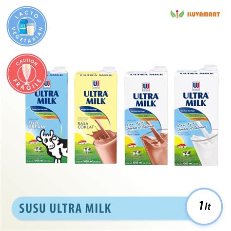 Jual Susu UHT Ultra Milk 1 Liter 1000 Ml Full Cream Coklat Low