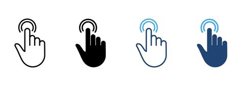 Double Click Gesture Line And Silhouette Color Icon Set Hand Cursor Of