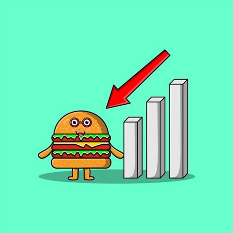 Linda hamburguesa de dibujos animados con ilustración gráfica de signo