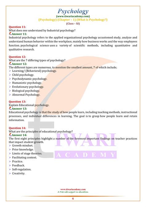Class Psychology Chapter Important Questions What Is Psychology