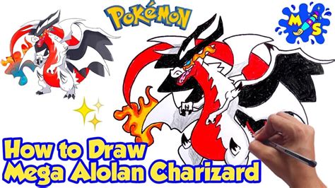 How To Draw Mega Alolan Charizard Pokemon Drawing Tutorial Youtube