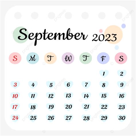 Calendario Septiembre 2023 PNG Dibujos Septiembre Mes Calendario