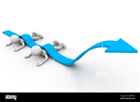 Man Climb Blue Growth Arrow Stock Photo Alamy