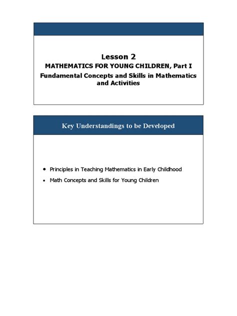 principles and strategies for teaching early mathematics concepts pdf mathematics learning