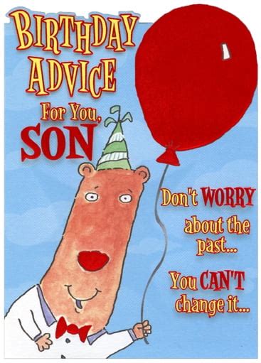 Designer Greetings Bear With Red Foil Balloon On Textured Blue Funny