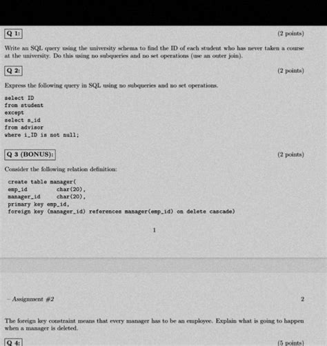 solved q1 2 points write an sql query using the univer