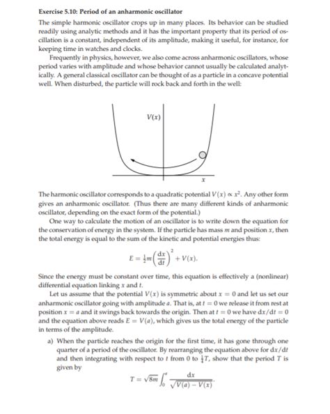 Solved Exercise 5 10 Period Of An Anharmonic Oscillator The Chegg