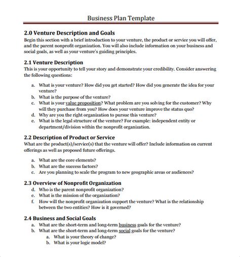 Business Plan Framework Template Atlanticcityaquarium
