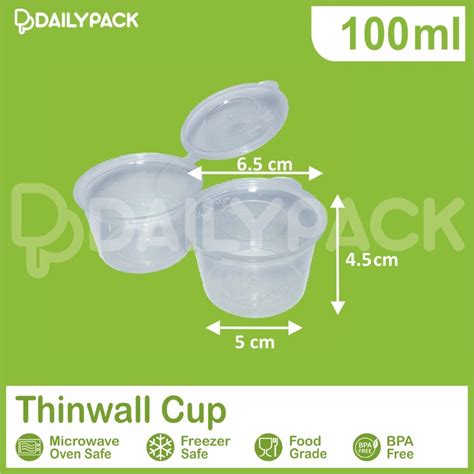 Jual Thinwall Cup Sambal Klip 100 Ml Tempat Saus Sambal 100 Ml